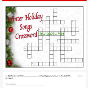 Digital GOOGLE CLASSROOM: Winter Holiday Songs Crossword Puzzle | Made ...