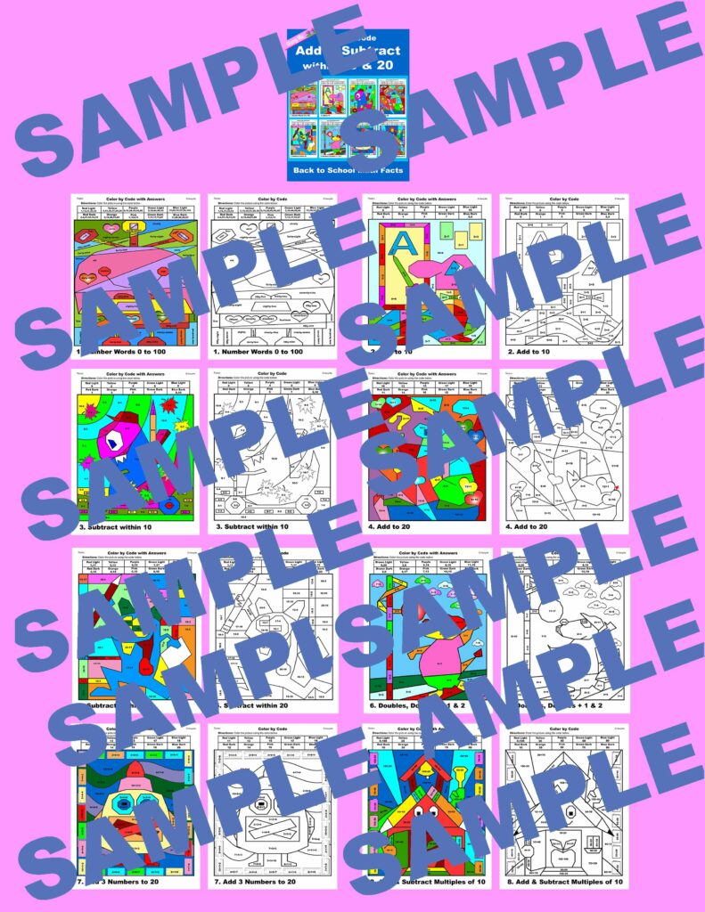 Back to School Color by Code: Add and Subtract within 10 and 20 | Made ...
