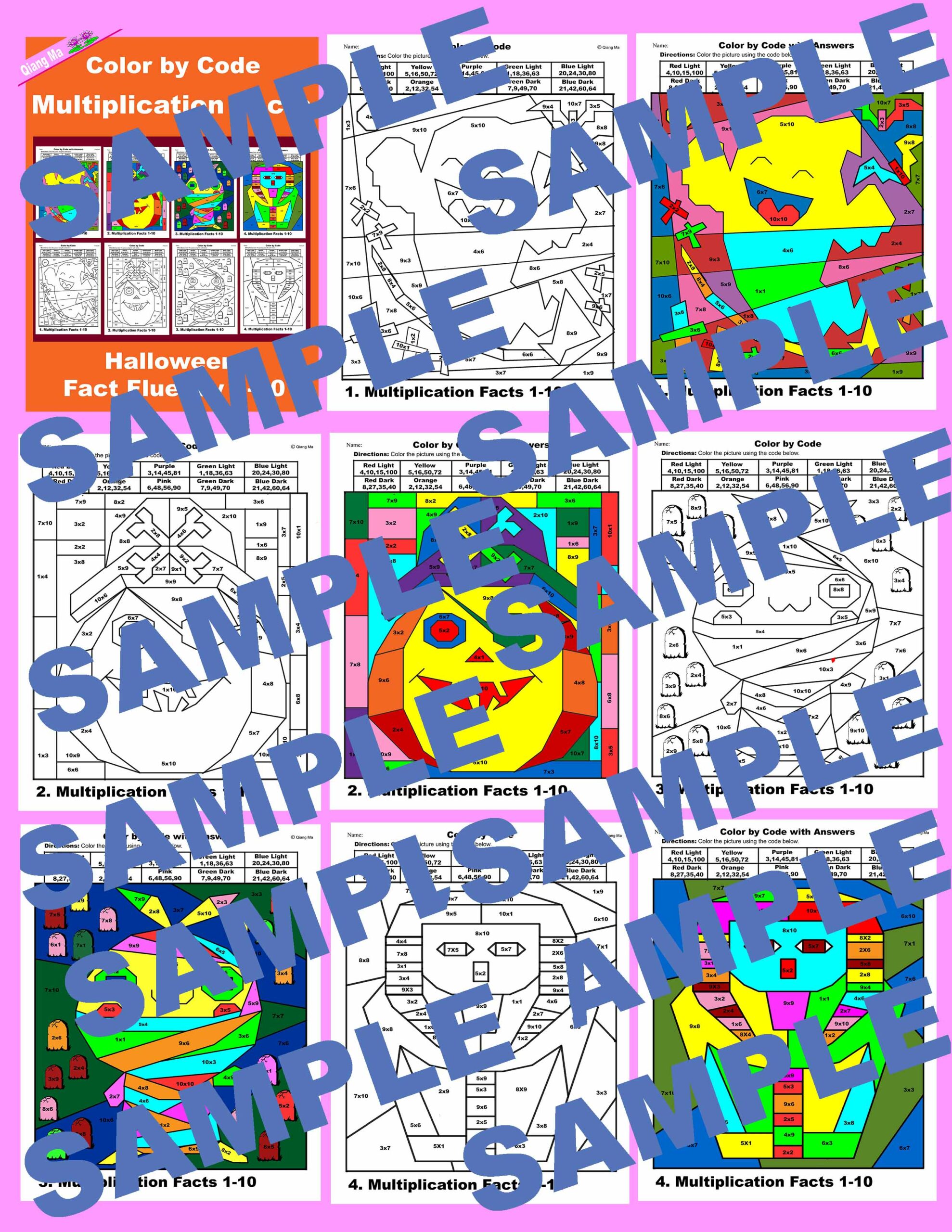 Halloween Color by Code: Multiplication Facts 1-10 | Made By Teachers