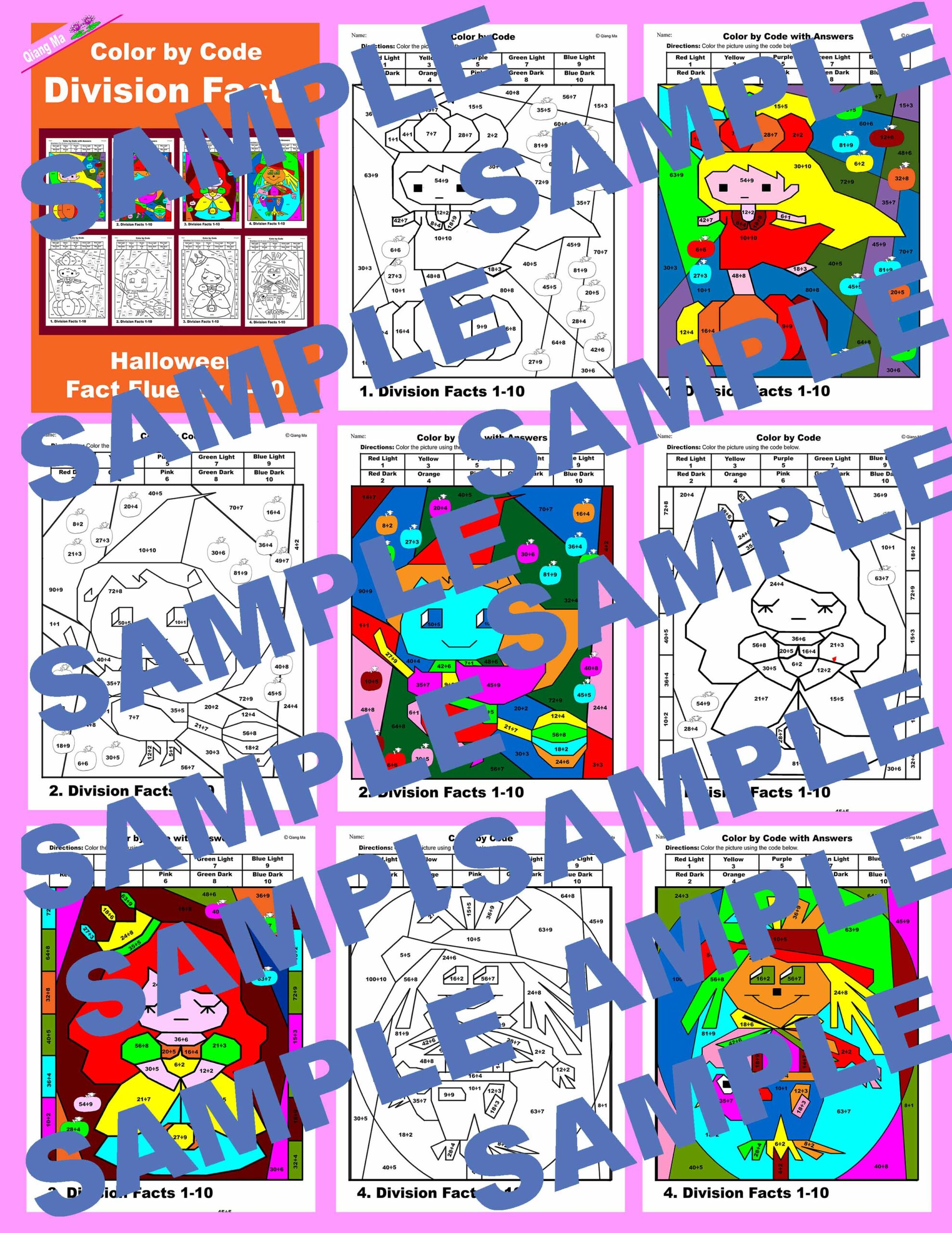 Halloween Color by Code: Division Facts 1-10 | Made By Teachers