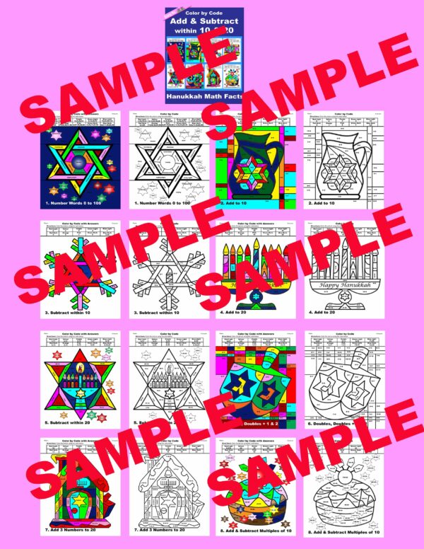 Hanukkah Color by Code: Add and Subtract within 10 and 20 | Made By ...