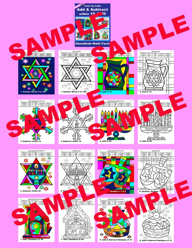 Hanukkah Color by Code: Add and Subtract within 10 and 20 | Made By ...