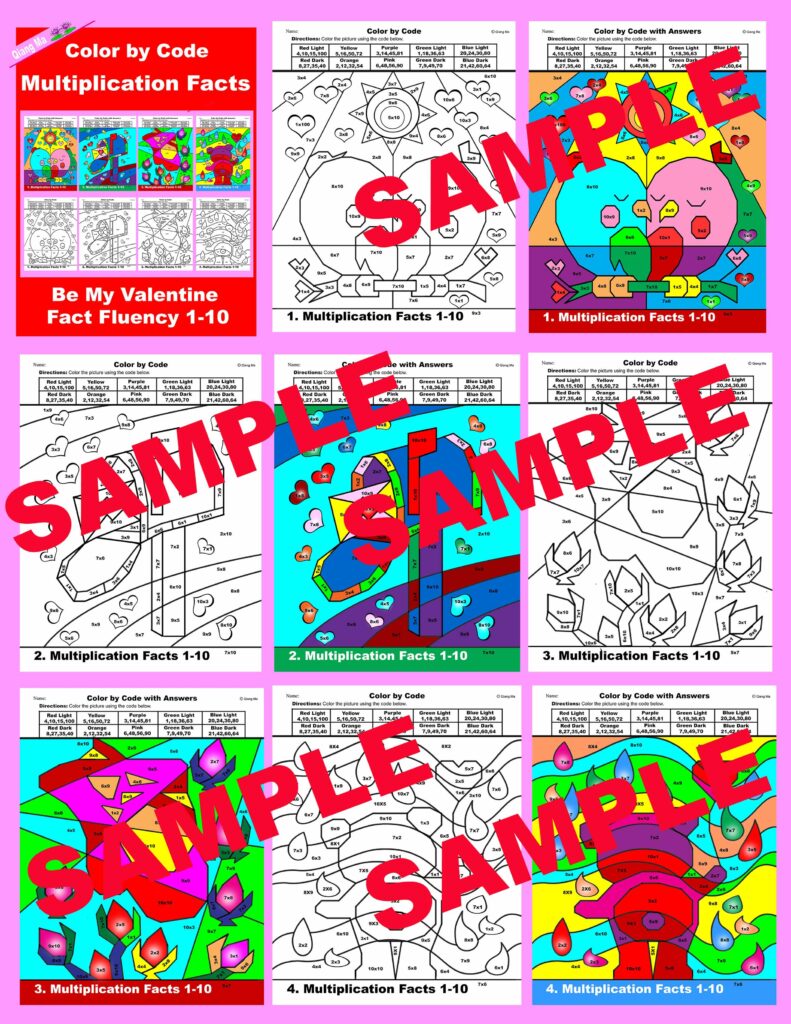 Valentine Color by Code: Multiplication Facts 1-10: Be My Valentine ...