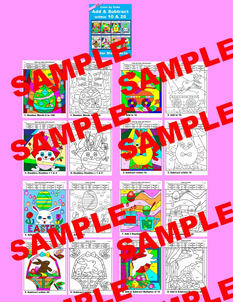 Easter Color by Code: Add and Subtract within 10 and 20 | Made By Teachers