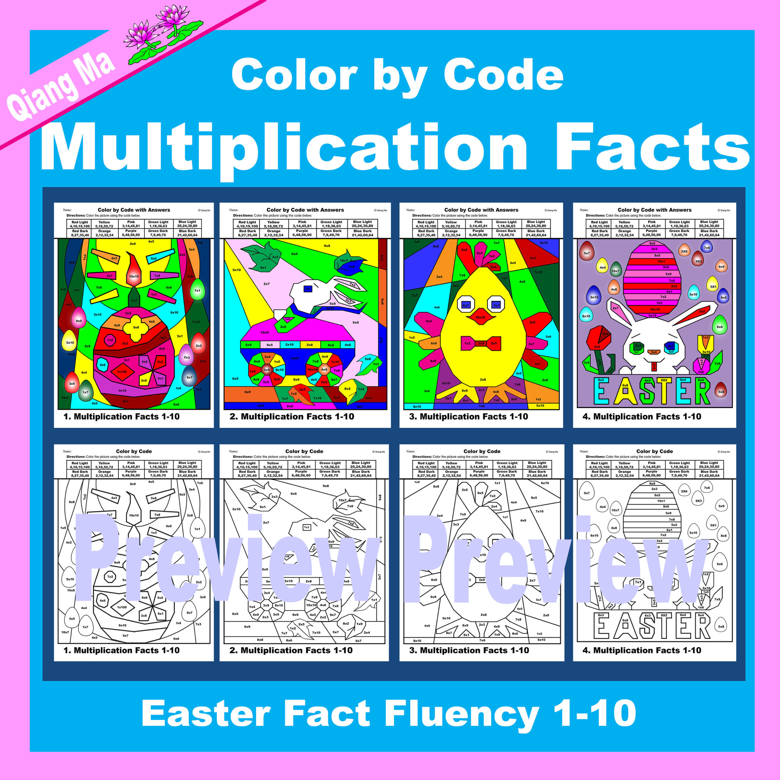Easter Color by Code: Multiplication and Division Facts 2 in 1 | Made ...