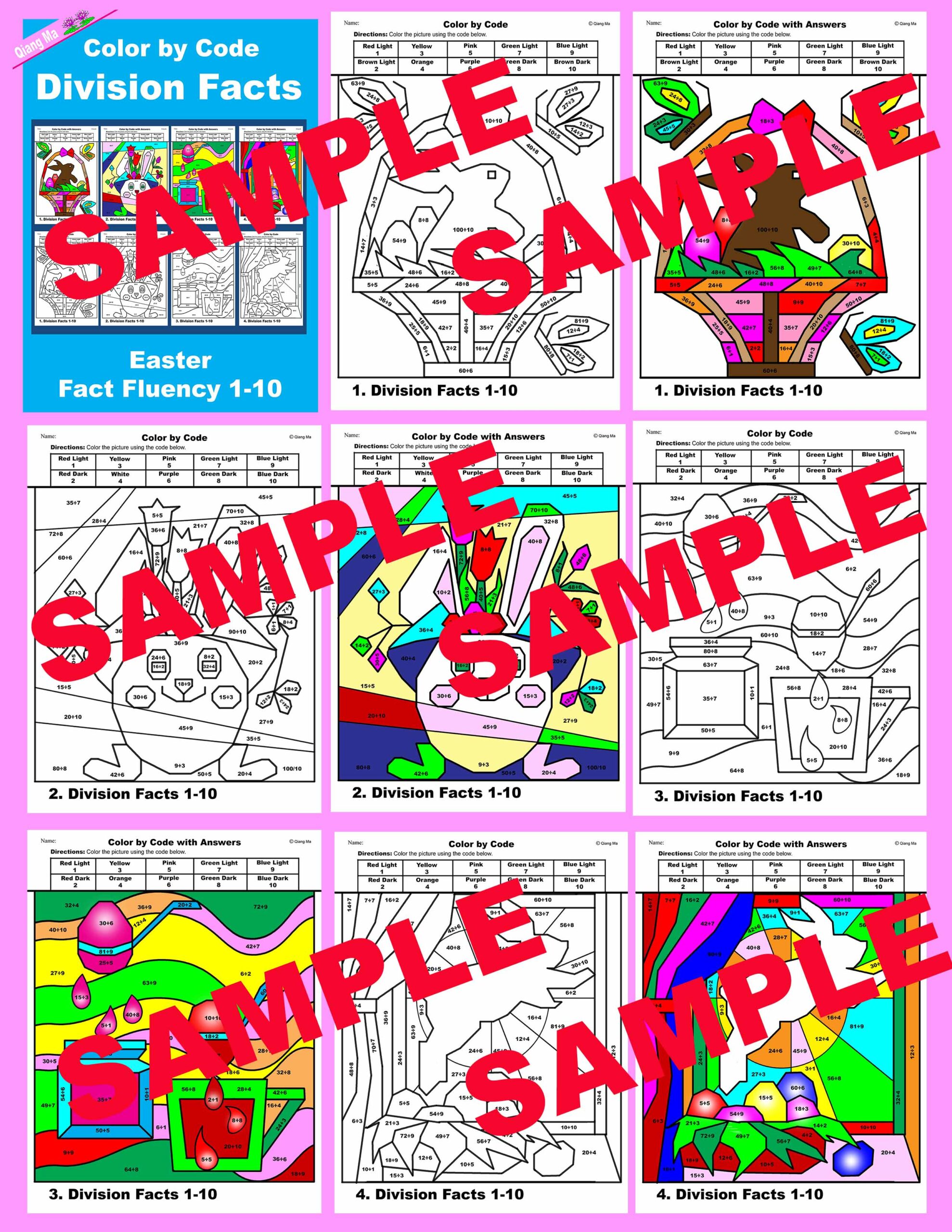 Easter Color by Code: Division Facts 1-10 | Made By Teachers