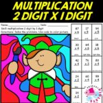 CHRISTMAS 2-DIGIT BY 1 DIGIT MULTIPLICATION COLOR BY NUMBER CODE ELF ...