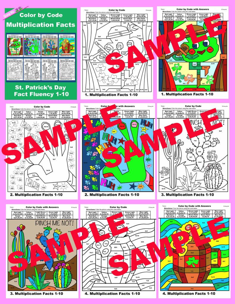 St. Patrick's Day Color by Code: Multiplication Facts 1-10 | Made By ...