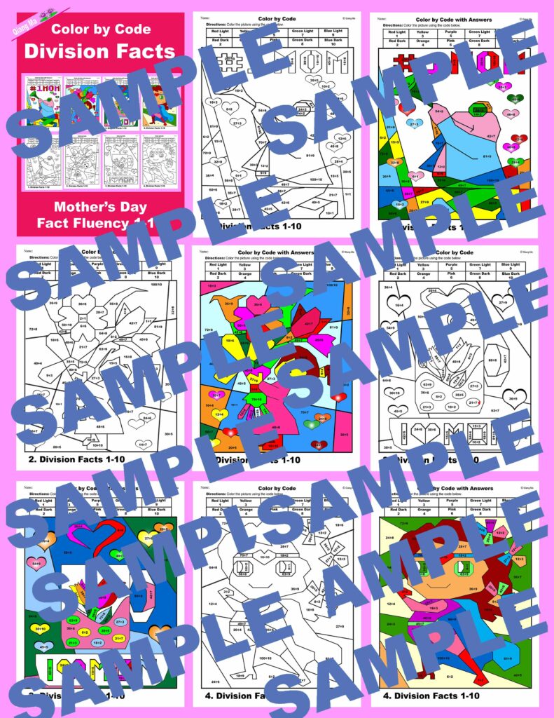 Mother's Day Color by Code: Division Facts 1-10 | Made By Teachers