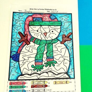 Winter Multiplication Color by Number | Made By Teachers