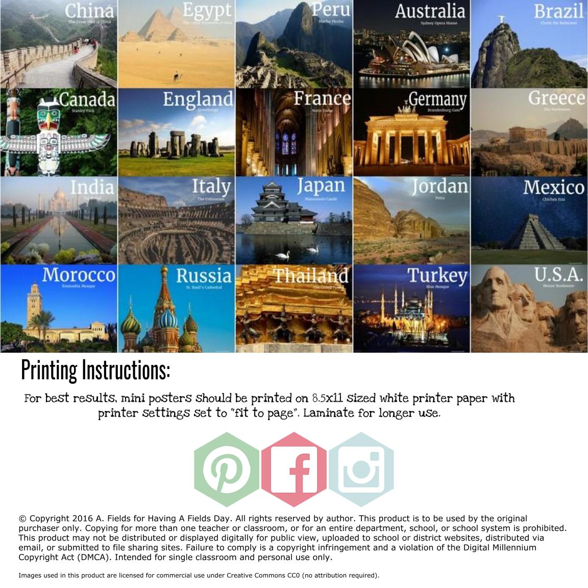 Landmarks Around The World Mini Posters | Made By Teachers