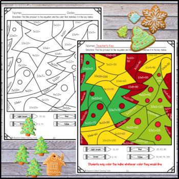 Christmas Multiplication Color by Number Worksheets | Fun Math Practice ...