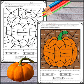 Fall Multiplication Color by Number Packets | Made By Teachers