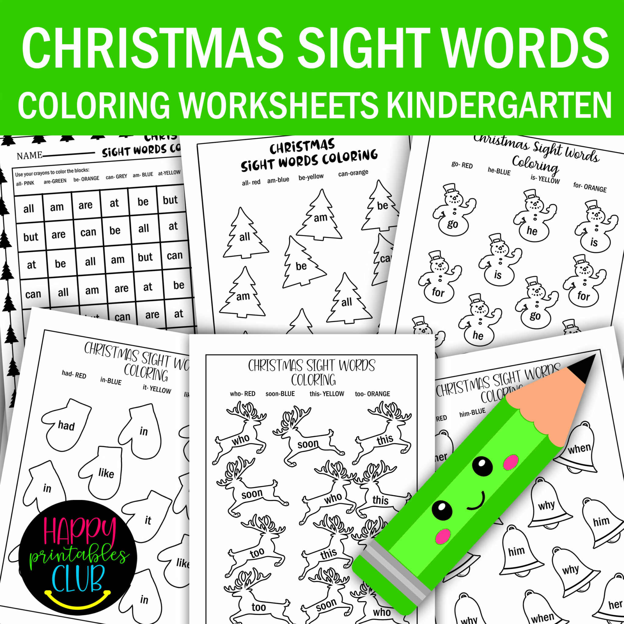 Christmas Sight Words Coloring Worksheets Kindergarten- Sight Words ...