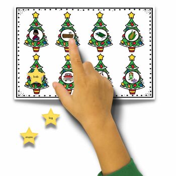 CVC Word Activities: Matching Mats Christmas Tree Theme | Made By Teachers