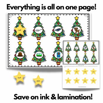 CVC Word Activities: Matching Mats Christmas Tree Theme | Made By Teachers