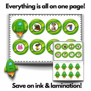 CVC Word Activities: Matching Mats Outer Space Theme | Made By Teachers