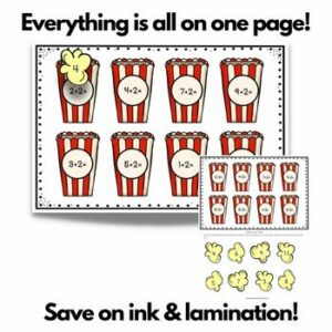 Ten Frame Counting, Touch Point Addition & Subtraction Popcorn Theme ...