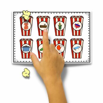 CVC Word Activities: Matching Mats Popcorn Theme | Made By Teachers