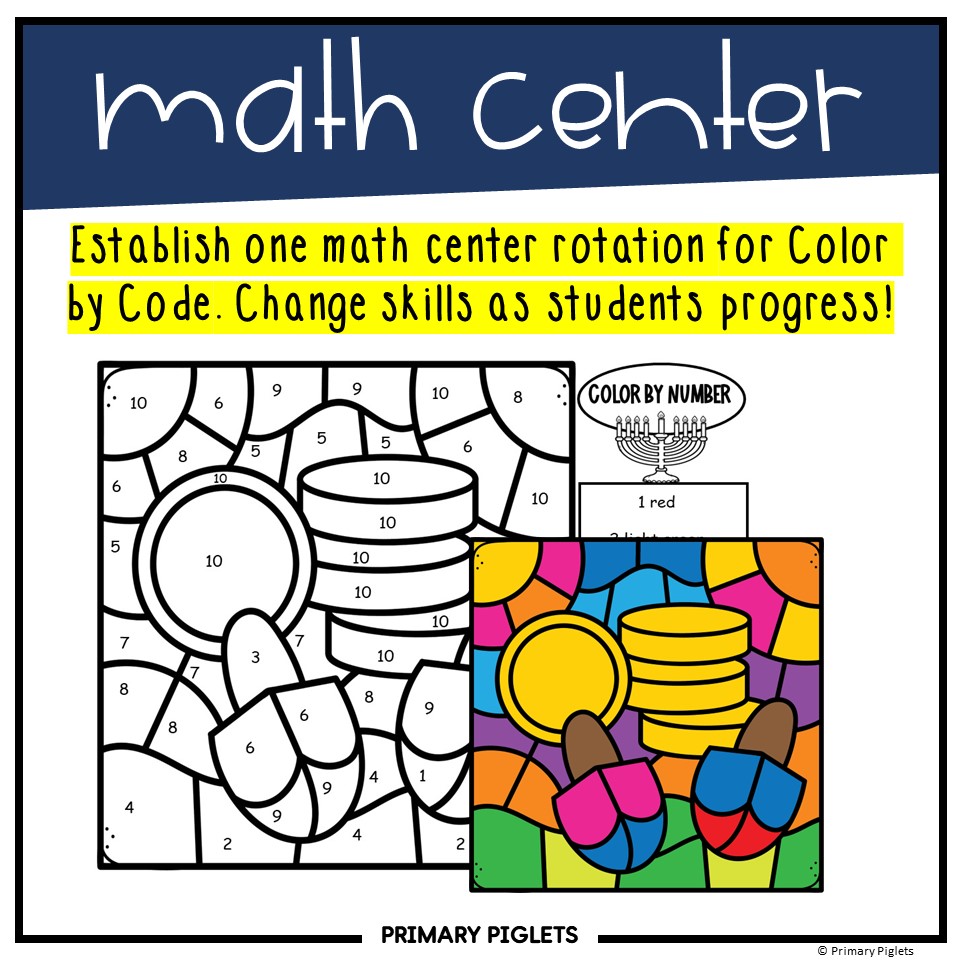 HANUKKAH COLOR BY NUMBER CODE COLORING PAGES CRAFT | Made By Teachers