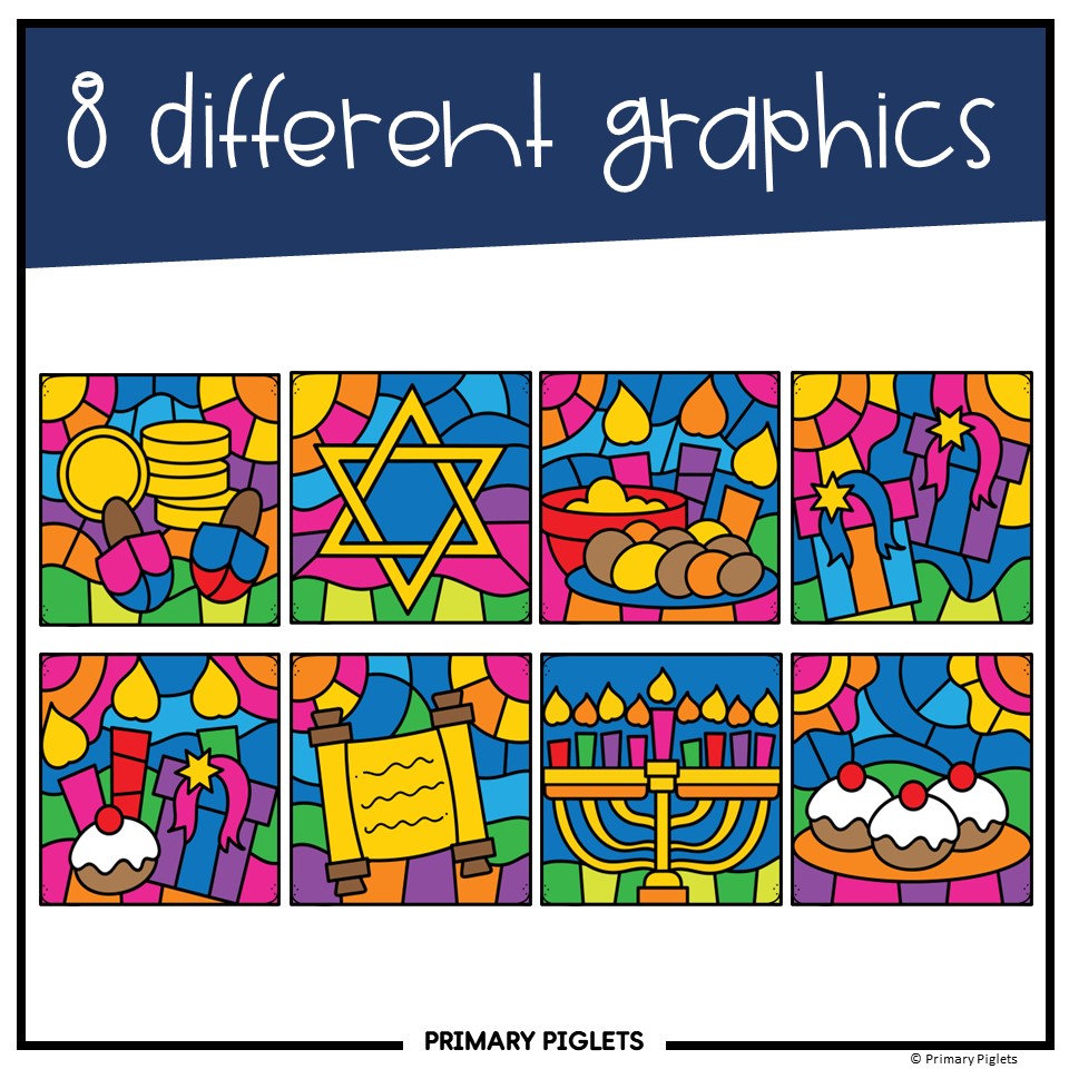 HANUKKAH COLOR BY NUMBER CODE COLORING PAGES CRAFT | Made By Teachers