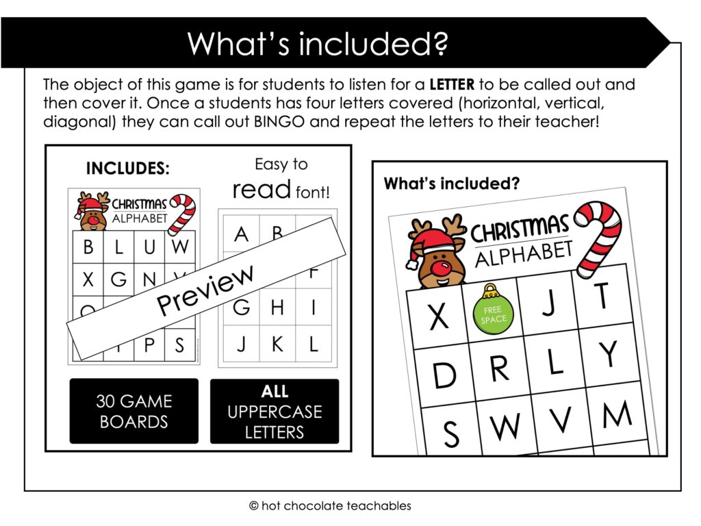 Christmas Alphabet Fluency BINGO - Uppercase Letters Only | Made By ...