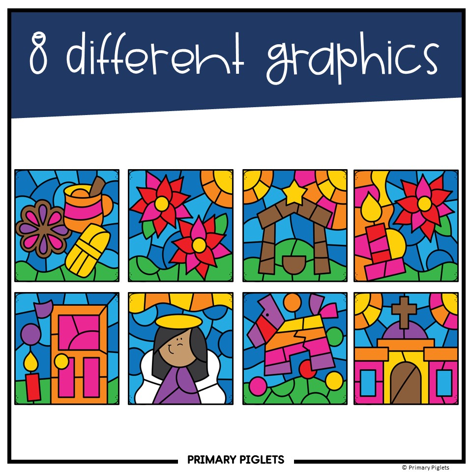 LAS POSADAS COLOR BY NUMBER CODE ADDITION CHRISTMAS AROUND THE WORLD ...