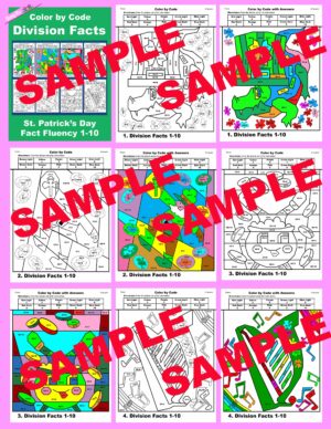 St. Patrick's Day Color by Code: Division Facts 1-10 | Made By Teachers