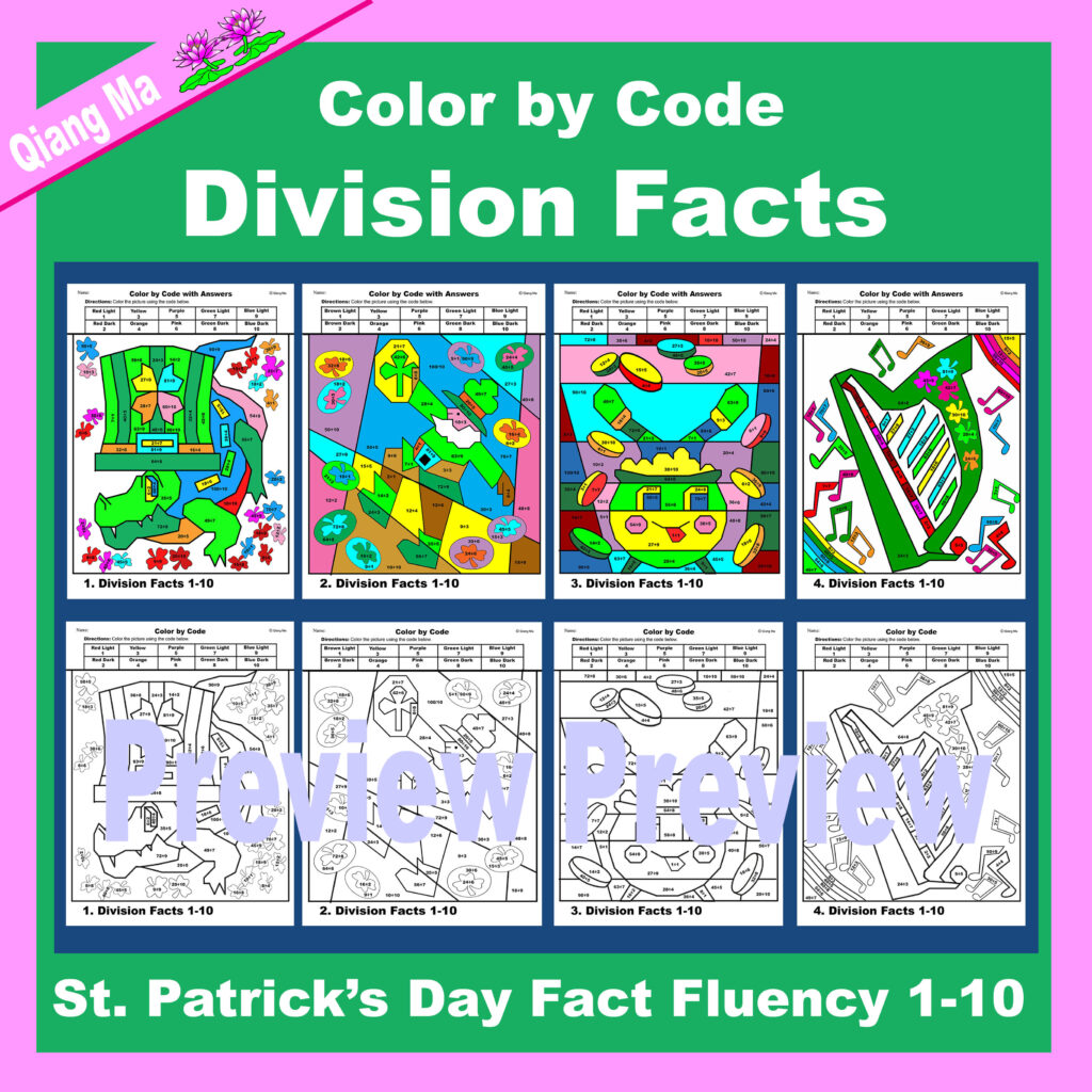 St. Patrick's Day Color by Code: Multiplication and Division Facts 2 in ...