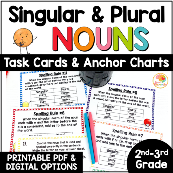 Singular and Plural Nouns Activities | Nouns Task Cards and Anchor ...