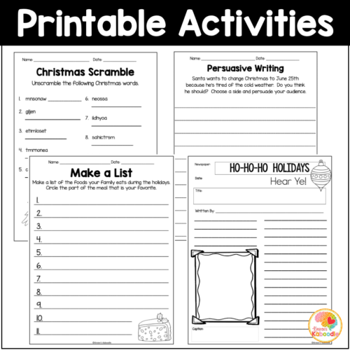 Christmas Literacy Worksheets and Activities NO PREP - Made By Teachers