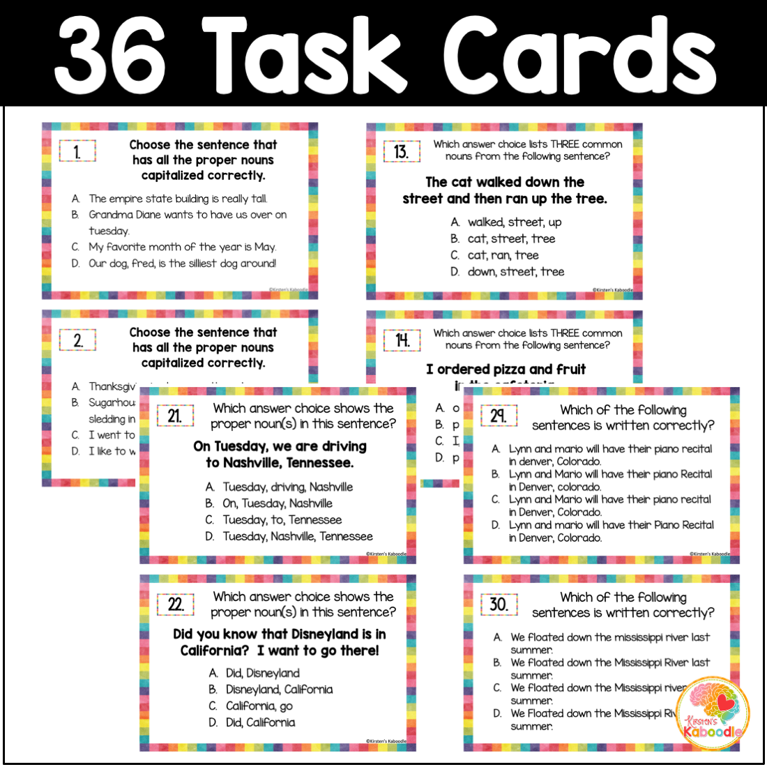 Common and Proper Nouns Task Cards and Anchor Charts Posters Activities ...