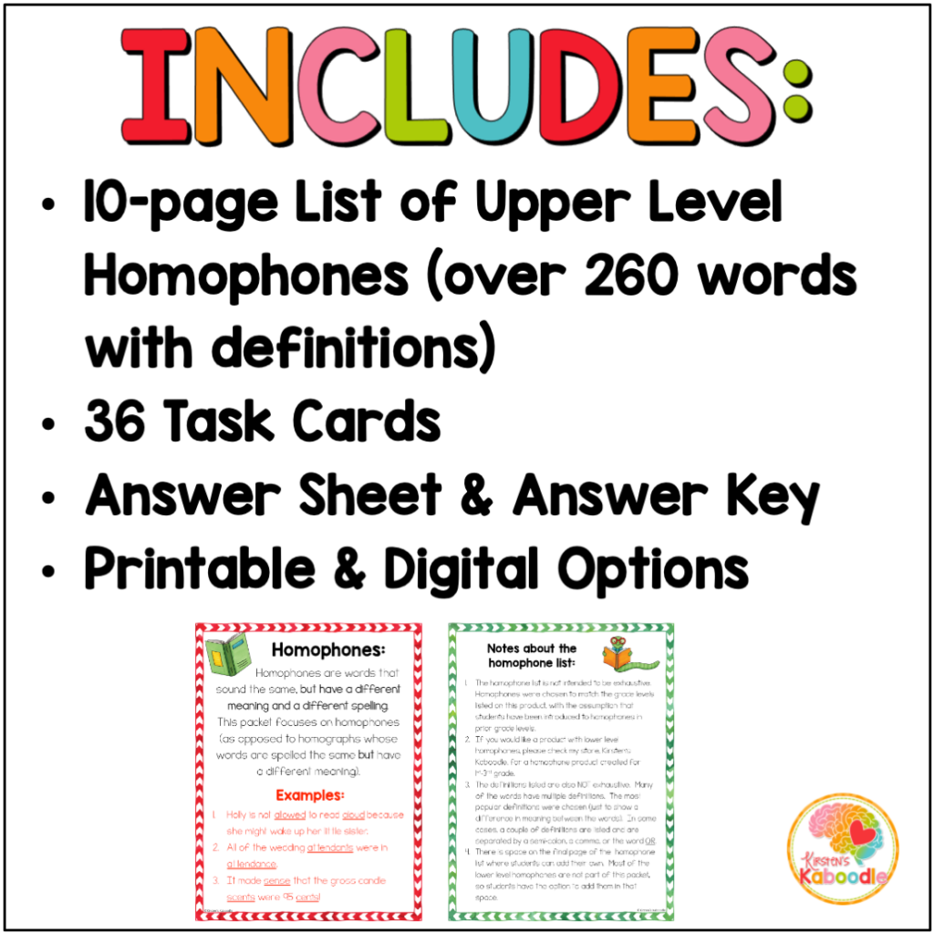 Homophones Activities, Task Cards, & Anchor Charts Mini Lesson | Made ...