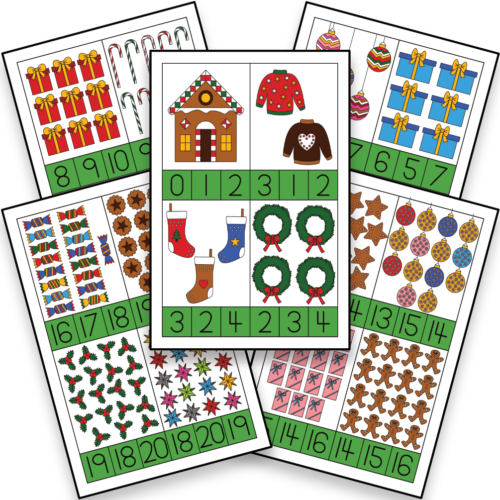 Christmas Math Activity - Count And Clip Cards - Counting to 20 Math ...