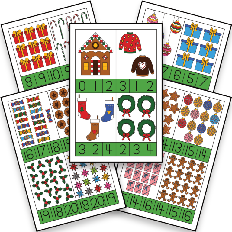 Christmas Math Activity - Count And Clip Cards - Counting to 20 Math ...