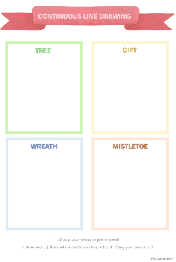 Christmas Activity: Continuous Line Drawing - No Prep | Made By Teachers