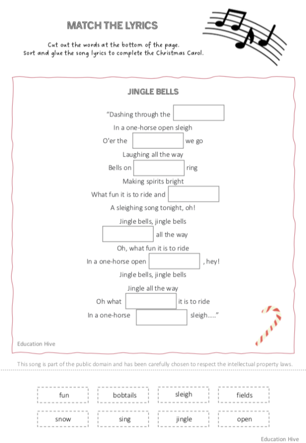 Christmas Activity: Match the Lyrics - No Prep | Made By Teachers