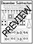 December Kindergarten Worksheets - Cut Glue and Match Subtraction Math ...