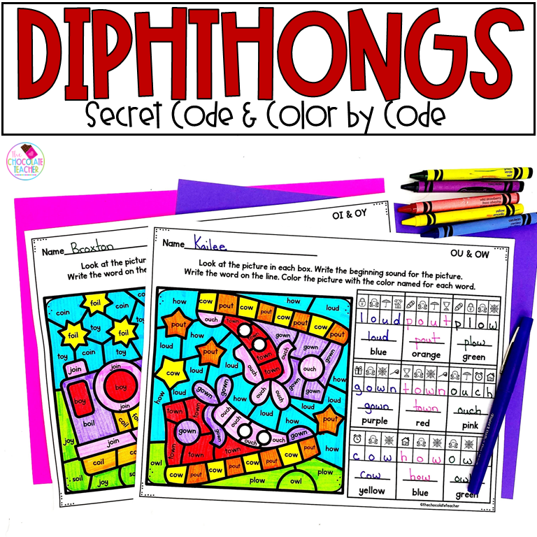 Diphthongs - Color by Code - Secret Code | Made By Teachers