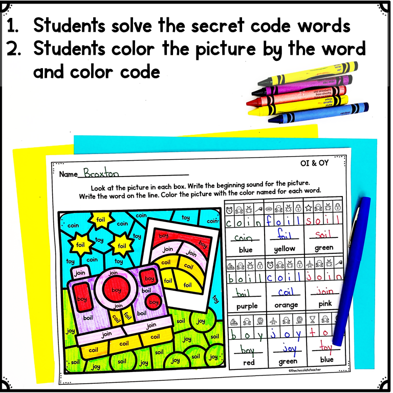 Diphthongs - Color by Code - Secret Code | Made By Teachers