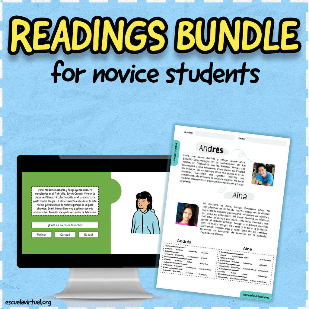 Novice Readings in Spanish | Lecturas en Español | Spanish 1 and 2 ...