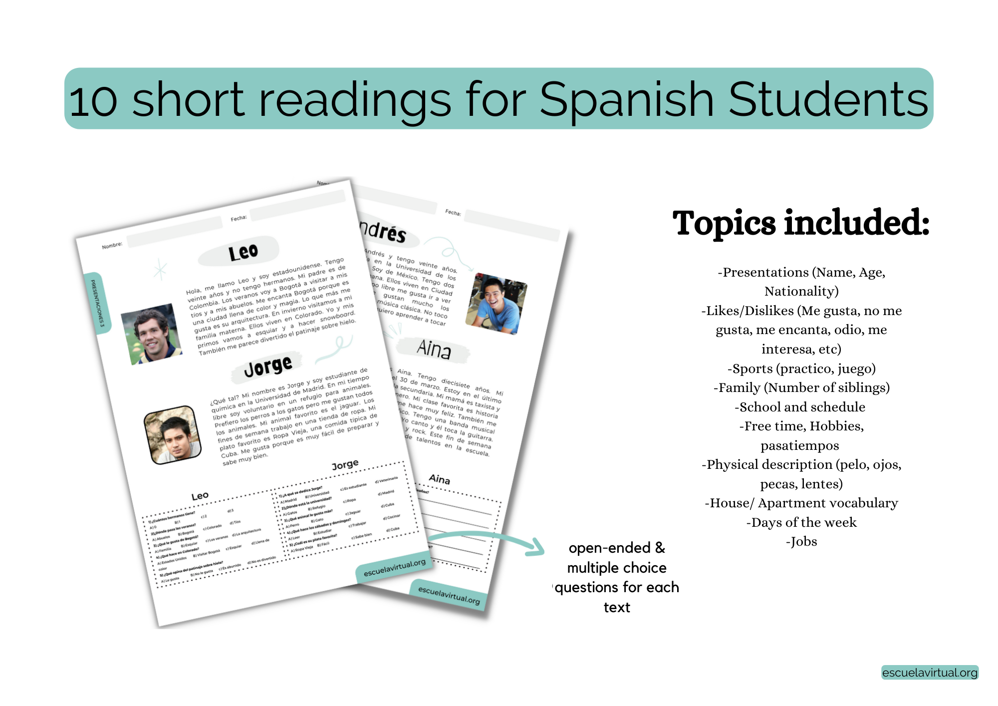 Novice Readings in Spanish | Lecturas en Español | Spanish 1 and 2 ...