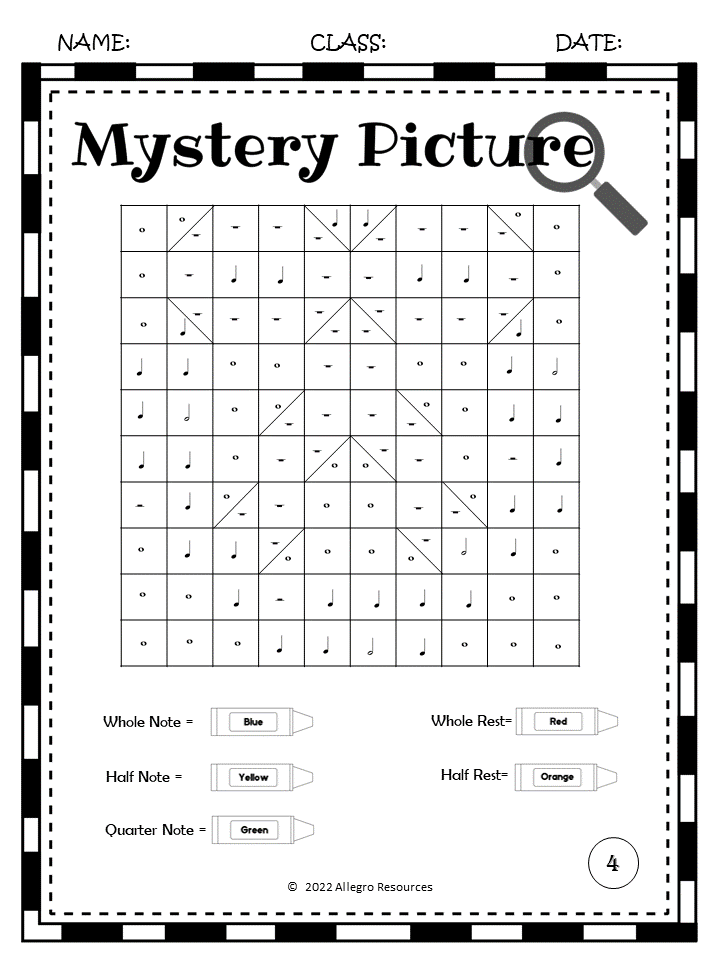 Notes and Rests - Mystery Pictures- Christmas coloring pages | Made By ...