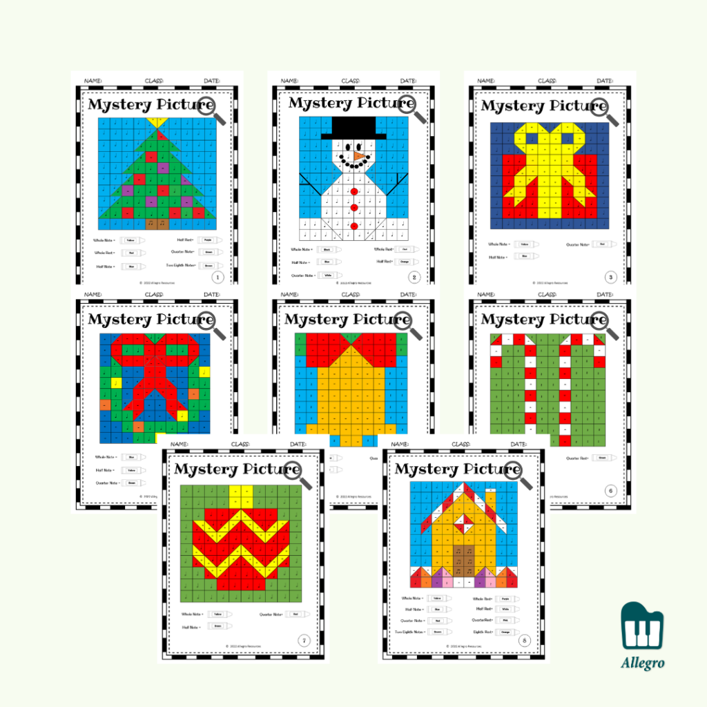 Notes and Rests - Mystery Pictures- Christmas coloring pages | Made By ...
