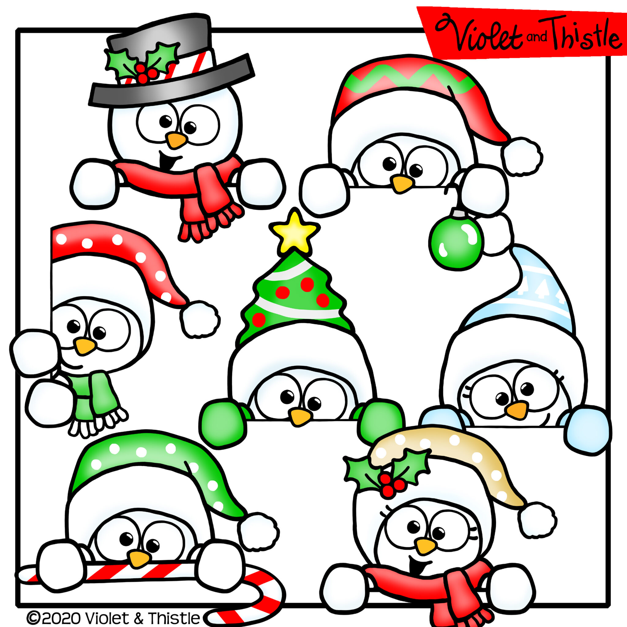 Christmas Snowman Clipart Page Topper Peeker Snowmen Clip Art Joy Candy ...