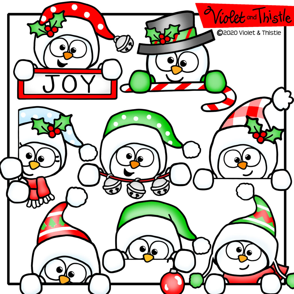 Christmas Snowman Clipart Page Topper Peeker Snowmen Clip Art Joy Candy ...