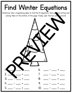 December Kindergarten Worksheets - Find Winter Subtraction Equations ...