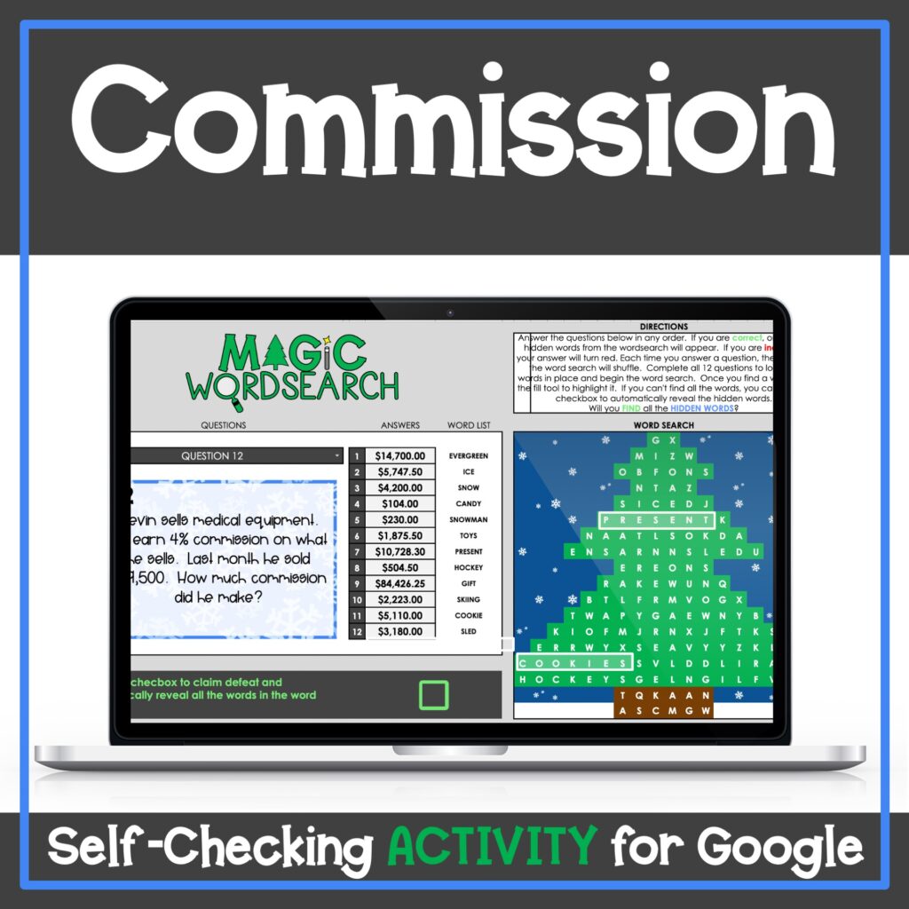 Commission Christmas - Holiday Digital Self-Checking Activity | Made By ...