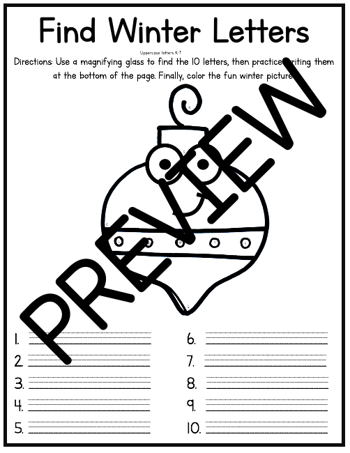 December Kindergarten Worksheets - Find Winter Alphabet Center | Made ...