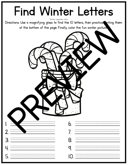 December Kindergarten Worksheets - Find Winter Alphabet Center | Made ...